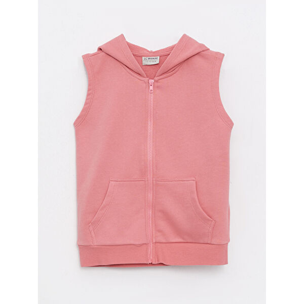 Kapüşonlu Kız Çocuk Fermuarlı Yelek