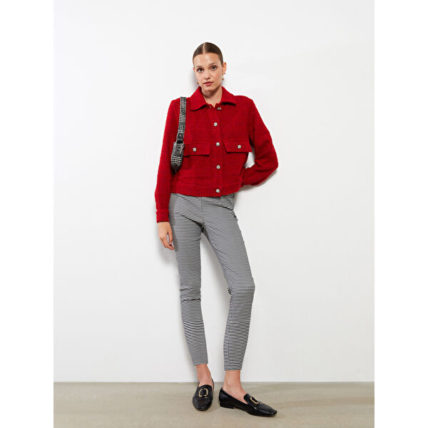 Normal Bel Dar Fit Ekose Kadın Pantolon Normal Bel Dar Fit Ekose Kadın Pantolon