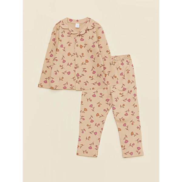 Polo Yaka Uzun Kollu Baskılı Kız Bebek Pijama Takımı Polo Yaka Uzun Kollu Baskılı Kız Bebek Pijama Takımı
