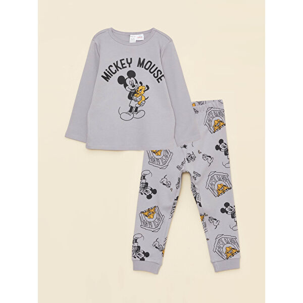 Bisiklet Yaka Uzun Kollu Mickey Mouse Baskılı Erkek Bebek Pijama Takımı Bisiklet Yaka Uzun Kollu Mickey Mouse Baskılı Erkek Bebek Pijama Takımı