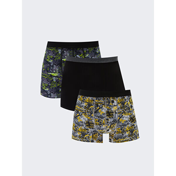 Standart Kalıp Esnek Kumaş Erkek Boxer 3'lü
