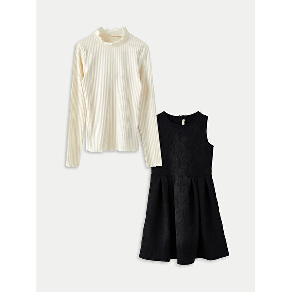 Yarım Balıkçı Yaka Basic Kız Çocuk Tişört ve Elbise