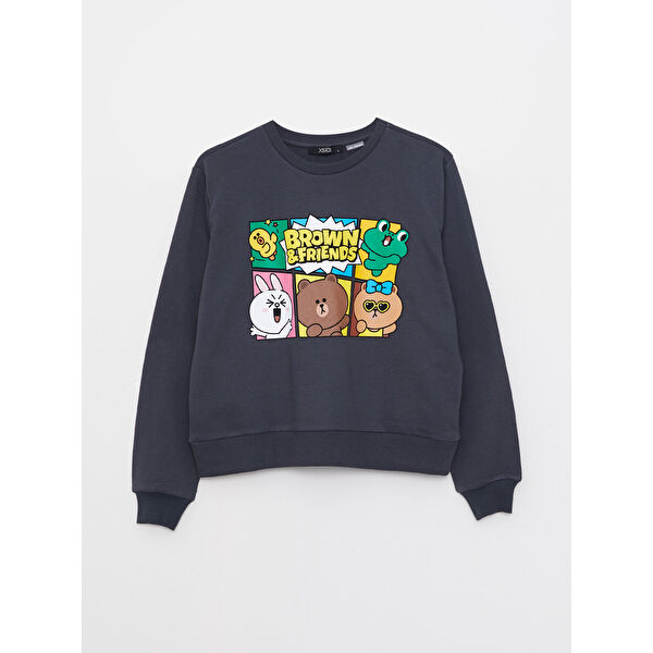 Bisiklet Yaka Brown & Friends Baskılı Uzun Kollu Kadın Sweatshirt Bisiklet Yaka Brown & Friends Baskılı Uzun Kollu Kadın Sweatshirt