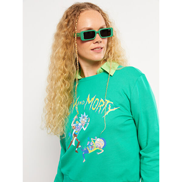 Bisiklet Yaka Rick and Morty Baskılı Uzun Kollu Kadın Sweatshirt Bisiklet Yaka Rick and Morty Baskılı Uzun Kollu Kadın Sweatshirt