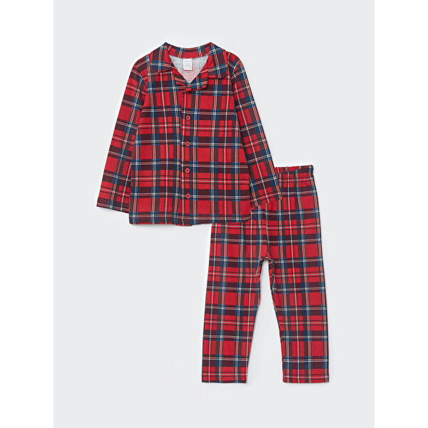 Polo Yaka Uzun Kollu Ekose Desenli Erkek Bebek Pijama Takımı Polo Yaka Uzun Kollu Ekose Desenli Erkek Bebek Pijama Takımı