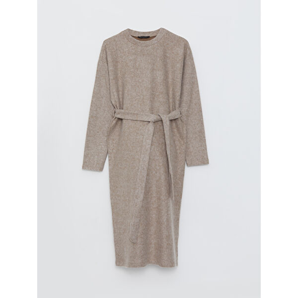 Bisiklet Yaka Düz Uzun Kollu Hamile Elbise