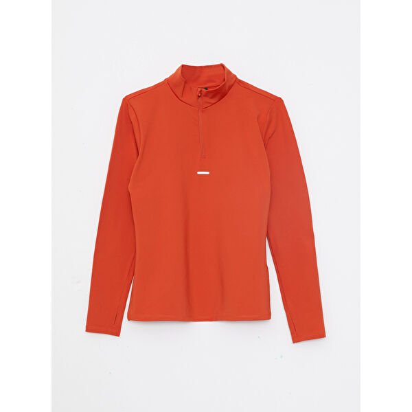 Dik Yaka Reflektör Baskılı Uzun Kollu Kadın Tişört