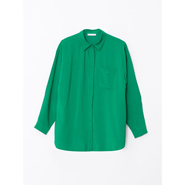 Önden Düğme Kapamalı Düz Uzun Kollu Kadın Gömlek Önden Düğme Kapamalı Düz Uzun Kollu Kadın Gömlek