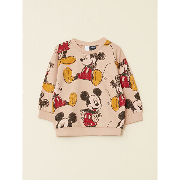 Bisiklet Yaka Uzun Kollu Mickey Mouse Baskılı Erkek Bebek Sweatshirt Bisiklet Yaka Uzun Kollu Mickey Mouse Baskılı Erkek Bebek Sweatshirt
