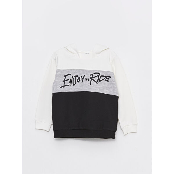 Kapüşonlu Uzun Kollu Baskılı Erkek Bebek Sweatshirt Kapüşonlu Uzun Kollu Baskılı Erkek Bebek Sweatshirt