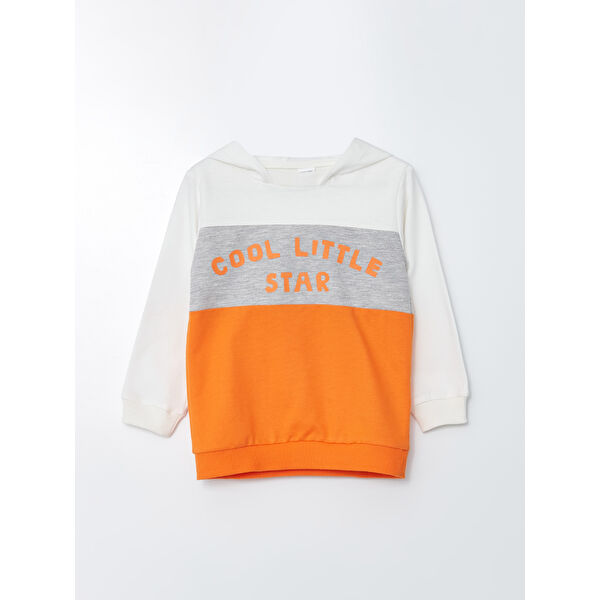 Kapüşonlu Uzun Kollu Baskılı Erkek Bebek Sweatshirt Kapüşonlu Uzun Kollu Baskılı Erkek Bebek Sweatshirt