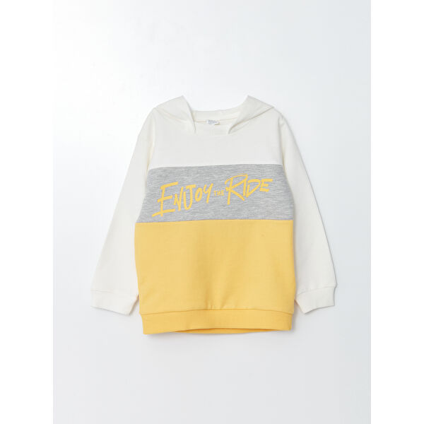 Kapüşonlu Uzun Kollu Baskılı Erkek Bebek Sweatshirt Kapüşonlu Uzun Kollu Baskılı Erkek Bebek Sweatshirt