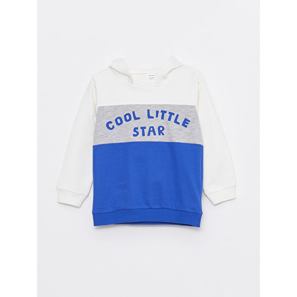 Kapüşonlu Uzun Kollu Baskılı Erkek Bebek Sweatshirt Kapüşonlu Uzun Kollu Baskılı Erkek Bebek Sweatshirt