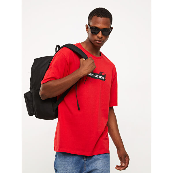 Bisiklet Yaka Kısa Kollu Baskılı Penye Erkek Tişört