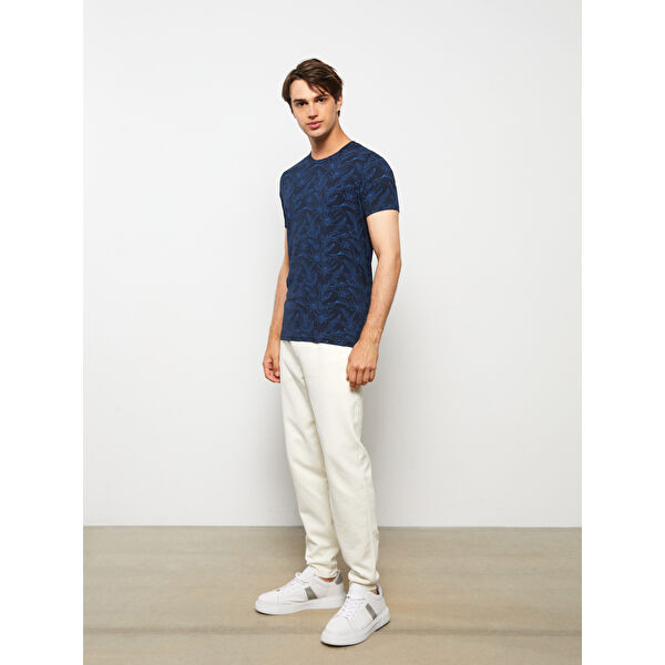 Bisiklet Yaka Kısa Kollu Desenli Penye Erkek Tişört