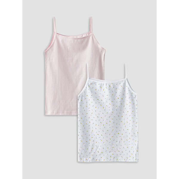 Kare Yaka Askılı Pamuklu Kız Çocuk Atlet 2'li Kare Yaka Askılı Pamuklu Kız Çocuk Atlet 2'li