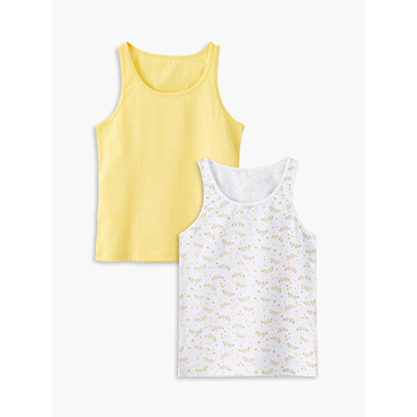 Bisiklet Yaka Pamuklu Kız Çocuk Atlet 2'li