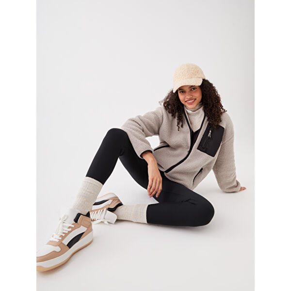 Kapüşonlu Renk Bloklu Uzun Kollu Kadın Hırka Kapüşonlu Renk Bloklu Uzun Kollu Kadın Hırka