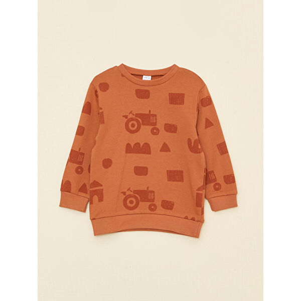 Bisiklet Yaka Uzun Kollu Baskılı Organik Pamuklu Erkek Bebek Sweatshirt Bisiklet Yaka Uzun Kollu Baskılı Organik Pamuklu Erkek Bebek Sweatshirt