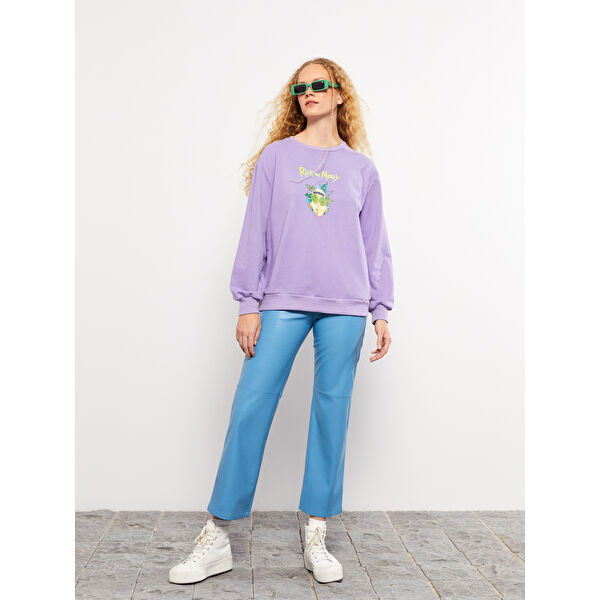 Bisiklet Yaka Rick and Morty Baskılı Uzun Kollu Kadın Sweatshirt Bisiklet Yaka Rick and Morty Baskılı Uzun Kollu Kadın Sweatshirt