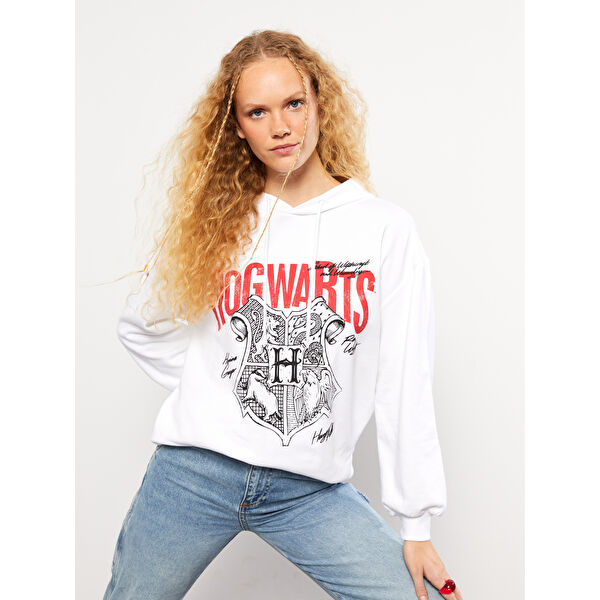 Kapüşonlu Harry Potter Baskılı Uzun Kollu Kadın Sweatshirt Kapüşonlu Harry Potter Baskılı Uzun Kollu Kadın Sweatshirt
