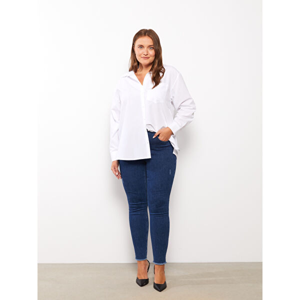 Büyük Beden Skinny Fit Düz Kadın Jean Pantolon Büyük Beden Skinny Fit Düz Kadın Jean Pantolon