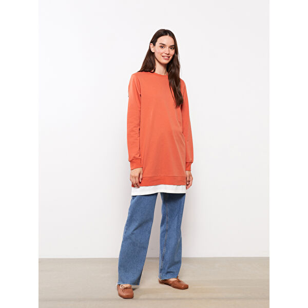 Bisiklet Yaka Düz Uzun Kollu Kadın Tunik