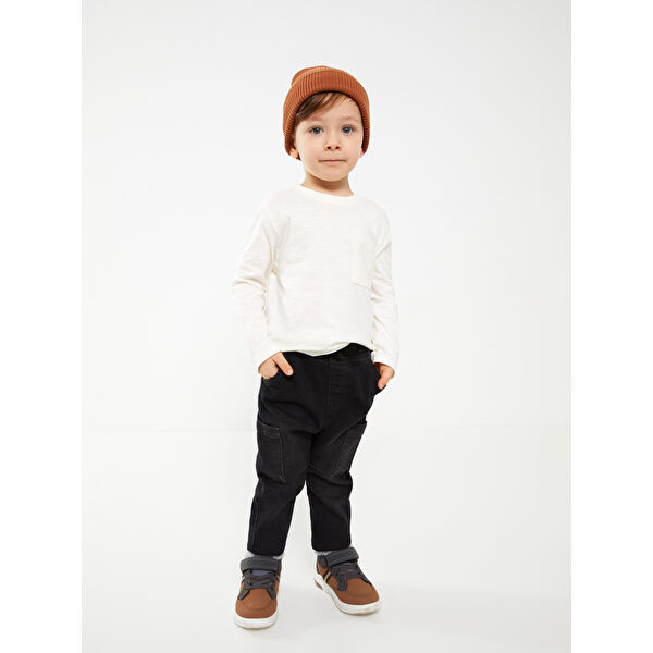 Beli Lastikli Basic Erkek Bebek Jean Pantolon Beli Lastikli Basic Erkek Bebek Jean Pantolon