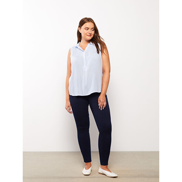 Büyük Beden Skinny Fit Düz Kadın Jean Pantolon