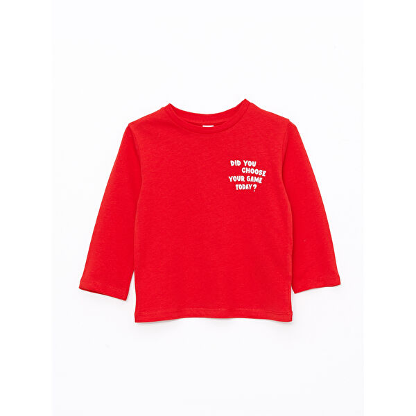 Bisiklet Yaka Uzun Kollu Baskılı Pamuklu Erkek Bebek Tişört Bisiklet Yaka Uzun Kollu Baskılı Pamuklu Erkek Bebek Tişört