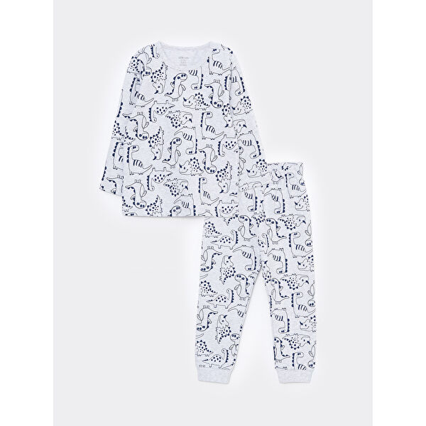 Bisiklet Yaka Uzun Kollu Baskılı Erkek Bebek Pijama Takımı 2'li