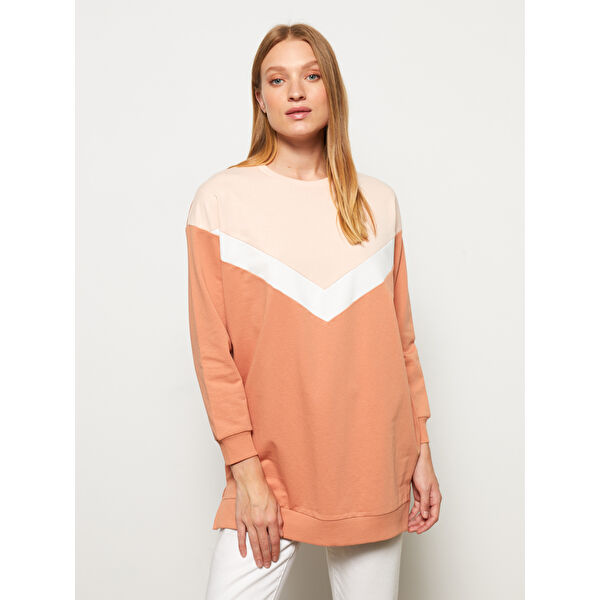 Bisiklet Yaka Renk Bloklu Uzun Kollu Oversize Kadın Tunik Bisiklet Yaka Renk Bloklu Uzun Kollu Oversize Kadın Tunik