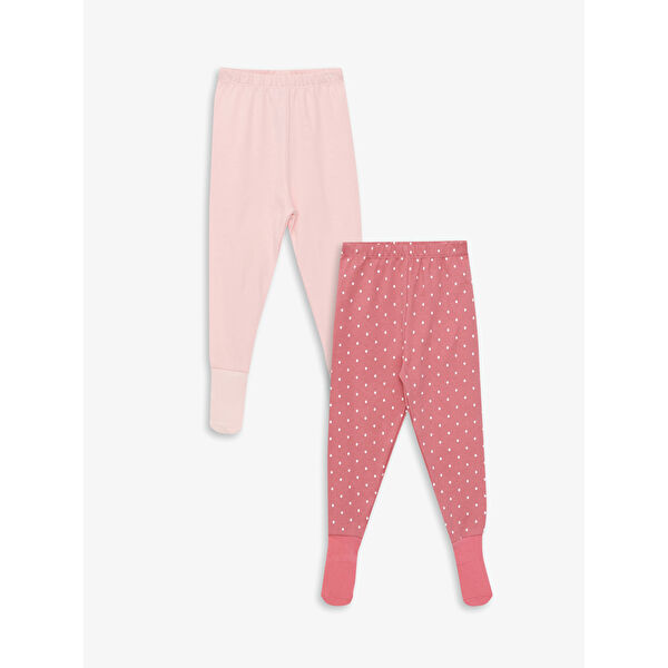 Beli Lastikli Kız Bebek Çoraplı Pantolon 2'li