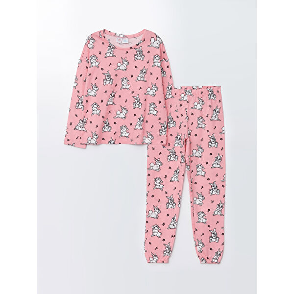 Bisiklet Yaka Bambi Baskılı Uzun Kollu Kız Çocuk Pijama Takımı Bisiklet Yaka Bambi Baskılı Uzun Kollu Kız Çocuk Pijama Takımı