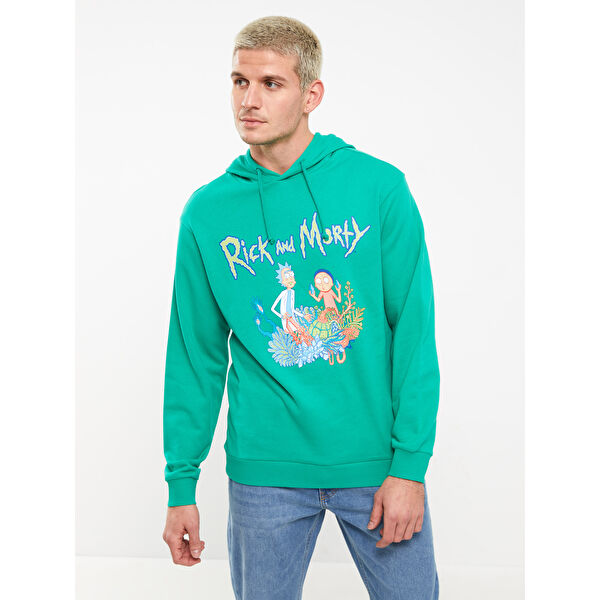 Kapüşonlu Uzun Kollu Rick and Morty Baskılı Erkek Sweatshirt Kapüşonlu Uzun Kollu Rick and Morty Baskılı Erkek Sweatshirt