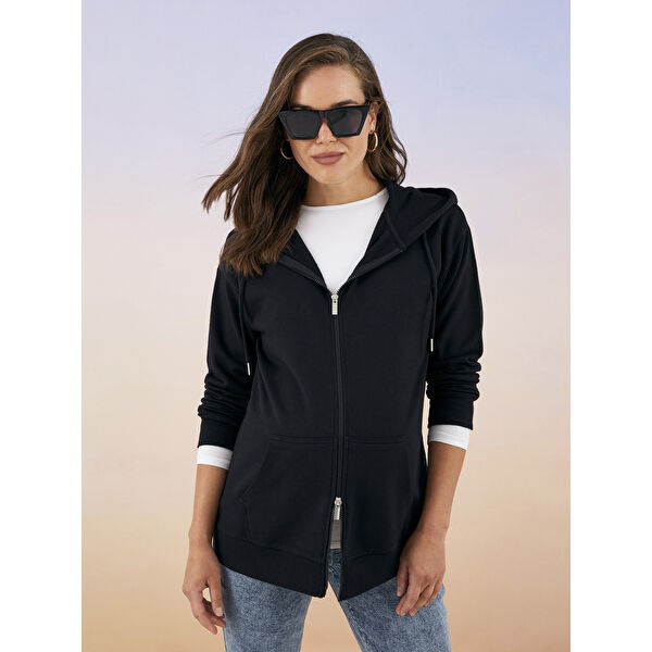 Kapüşonlu Düz Uzun Kollu Hamile Spor Hırka Kapüşonlu Düz Uzun Kollu Hamile Spor Hırka