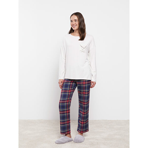 Beli Lastikli Ekose Kadın Pijama Alt Beli Lastikli Ekose Kadın Pijama Alt