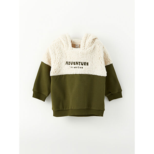 Kapüşonlu Uzun Kollu Nakış Detaylı Erkek Bebek Pelüş Sweatshirt Kapüşonlu Uzun Kollu Nakış Detaylı Erkek Bebek Pelüş Sweatshirt