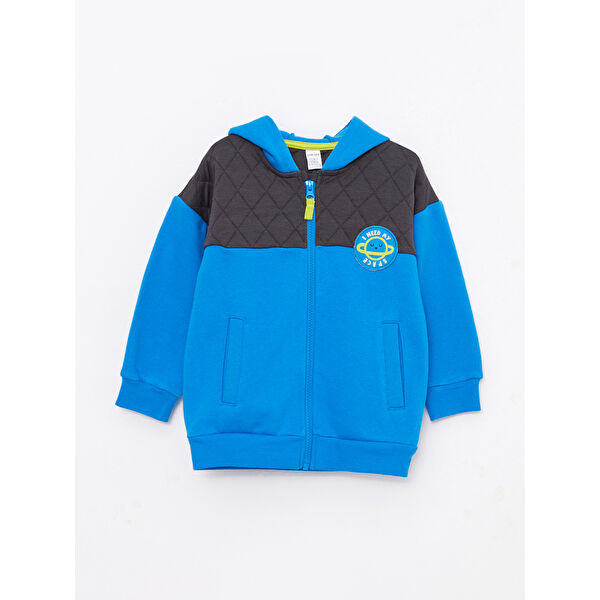 Kapüşonlu Uzun Kollu Renk Bloklu Erkek Bebek Fermuarlı Sweatshirt Kapüşonlu Uzun Kollu Renk Bloklu Erkek Bebek Fermuarlı Sweatshirt