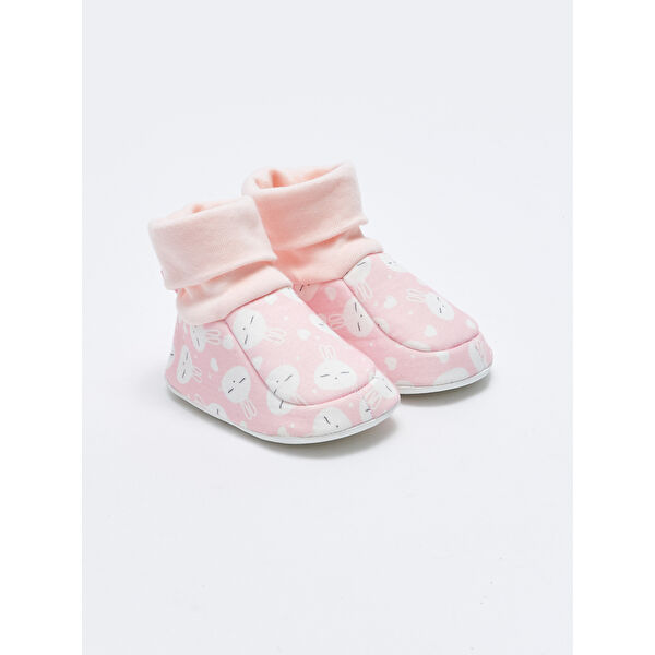 Tavşan Baskılı Çoraplı Kız Bebek Yürüme Öncesi Ayakkabı