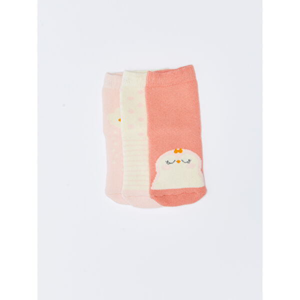 Desenli Kız Bebek Soket Çorap 3'lü