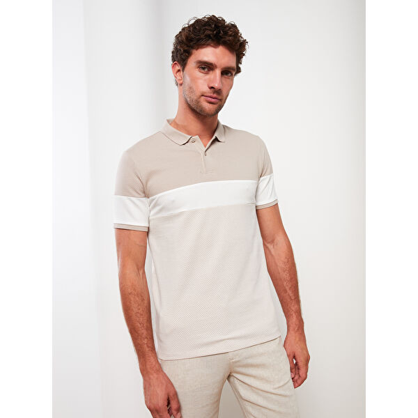 Polo Yaka Kısa Kollu Renk Bloklu Erkek Tişört