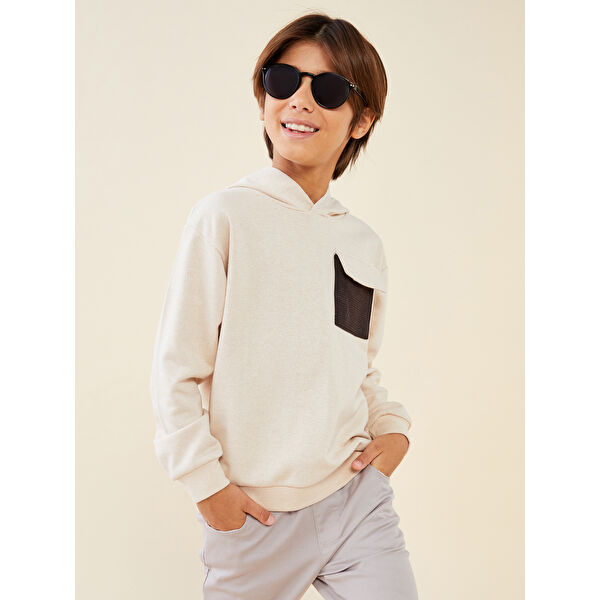Kapüşonlu Basic Uzun Kollu Erkek Çocuk Sweatshirt