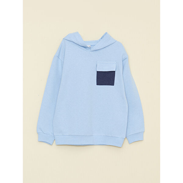 Kapüşonlu Basic Uzun Kollu Erkek Çocuk Sweatshirt