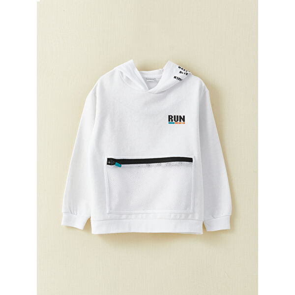 Kapüşonlu Baskılı Uzun Kollu Erkek Çocuk Sweatshirt Kapüşonlu Baskılı Uzun Kollu Erkek Çocuk Sweatshirt