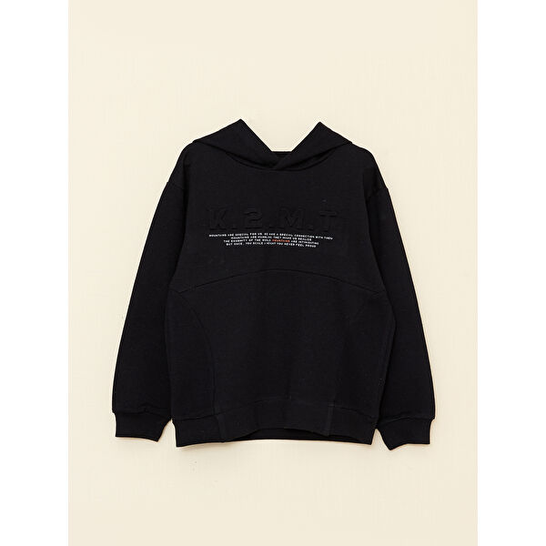 Kapüşonlu Baskılı Uzun Kollu Erkek Çocuk Sweatshirt