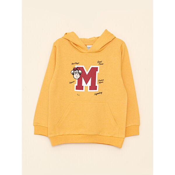 Kapüşonlu Nostaljik Maymun Baskılı Uzun Kollu Erkek Çocuk Sweatshirt Kapüşonlu Nostaljik Maymun Baskılı Uzun Kollu Erkek Çocuk Sweatshirt