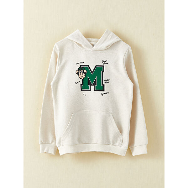 Kapüşonlu Nostaljik Maymun Baskılı Uzun Kollu Erkek Çocuk Sweatshirt Kapüşonlu Nostaljik Maymun Baskılı Uzun Kollu Erkek Çocuk Sweatshirt