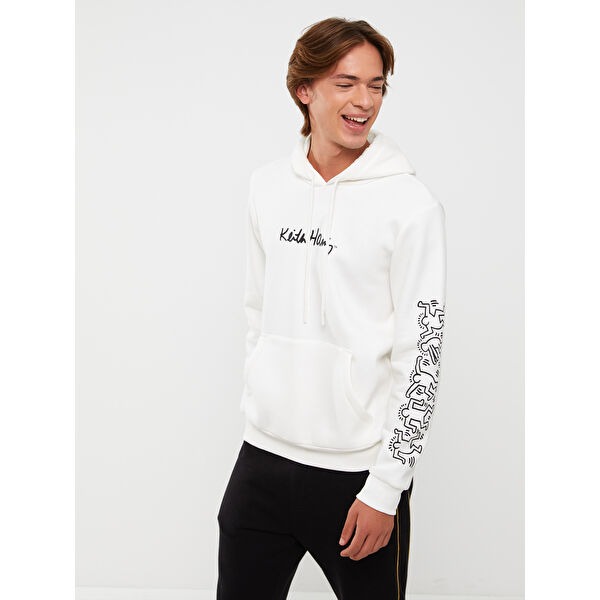 Kapüşonlu Uzun Kollu Keith Haring Baskılı Erkek Sweatshirt Kapüşonlu Uzun Kollu Keith Haring Baskılı Erkek Sweatshirt