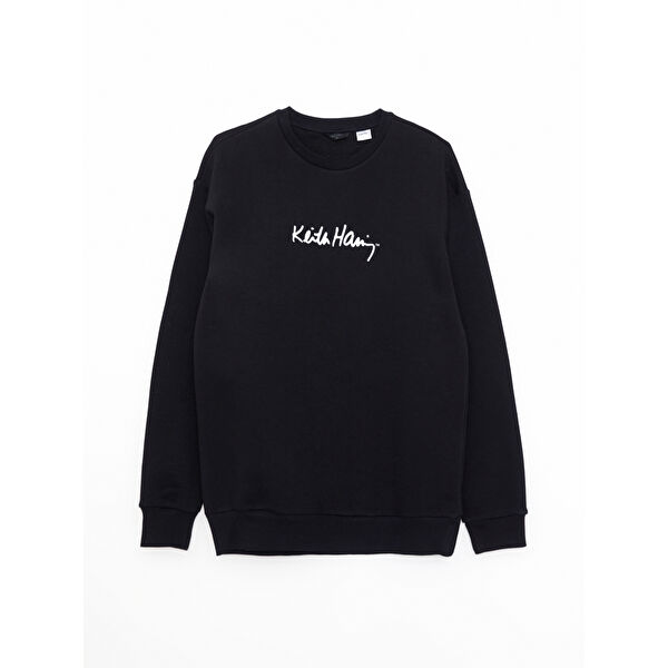 Bisiklet Yaka Uzun Kollu Keith Haring Baskılı Erkek Sweatshirt Bisiklet Yaka Uzun Kollu Keith Haring Baskılı Erkek Sweatshirt